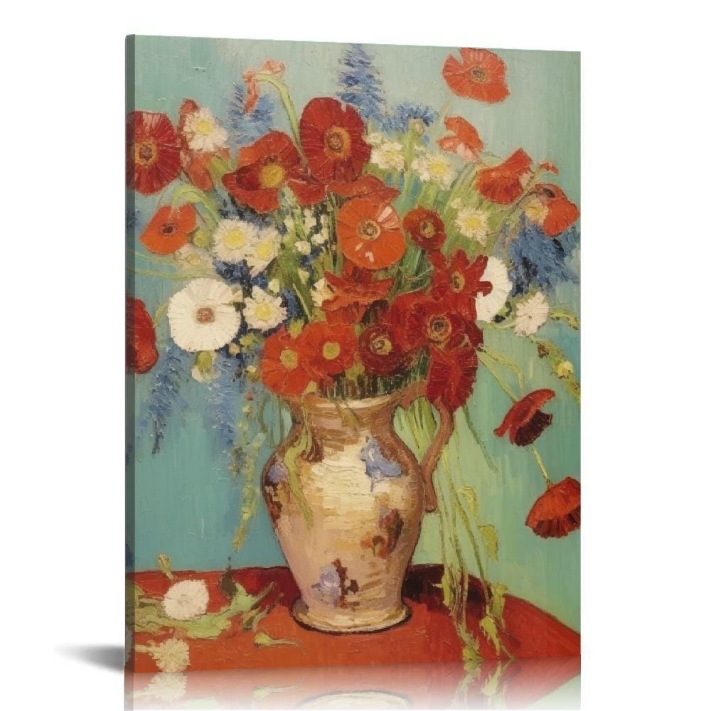 COMIO Red Poppies and Daisies by Vincent Van Gogh, Floral Oil Paintings ...