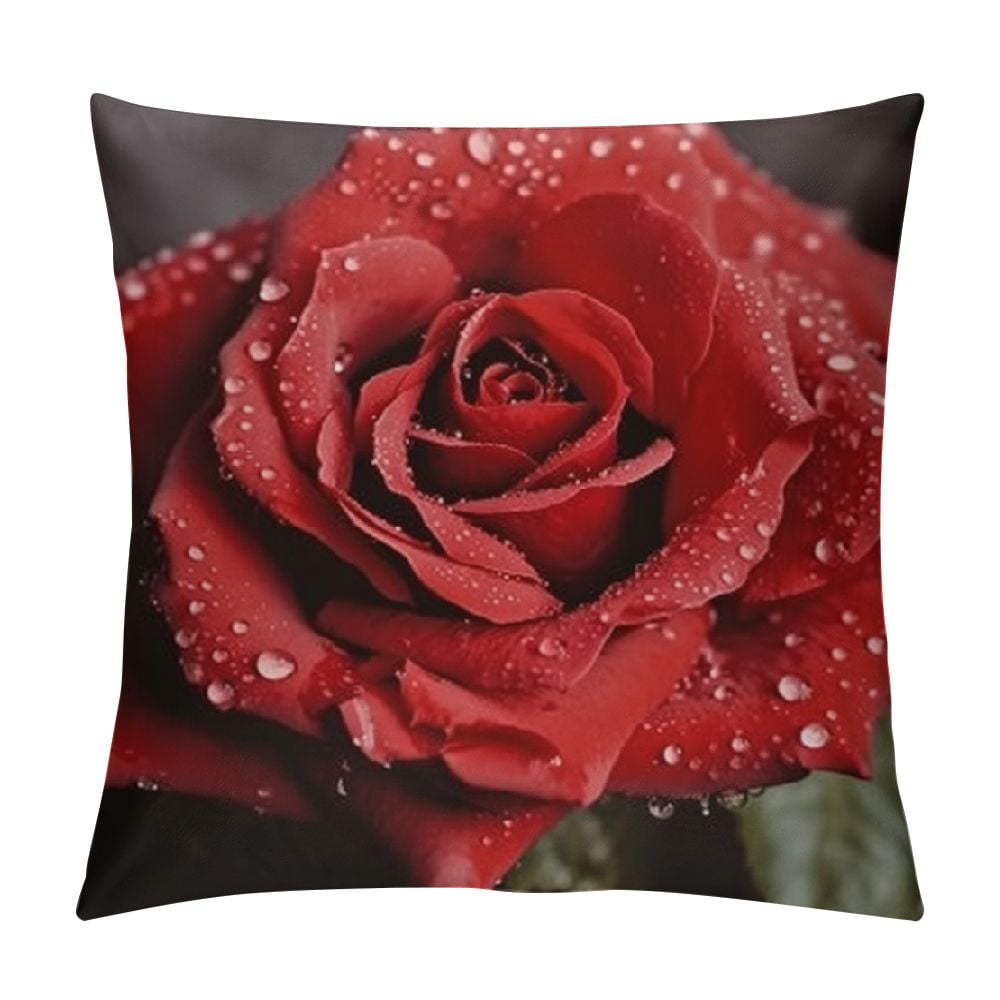 COMIO Red Rose Flowers Throw Pillow Covers Home Decor Wedding ...