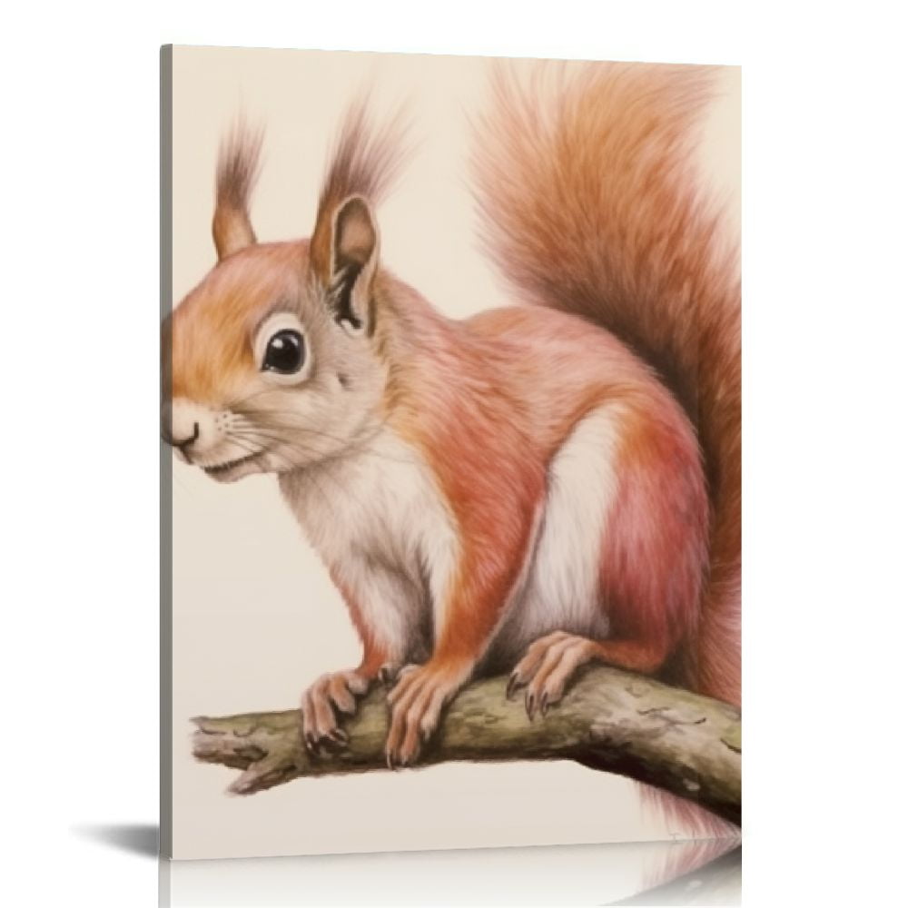 COMIO Red Squirrel Coloured Pencil Drawing Poster Wall Art Poster for ...