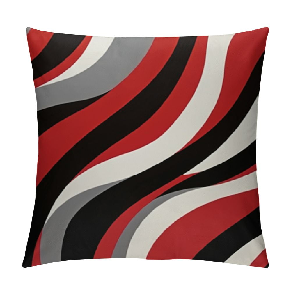 COMIO Red Throw Pillow Covers Black and Grey Decorative Throw Pillow ...