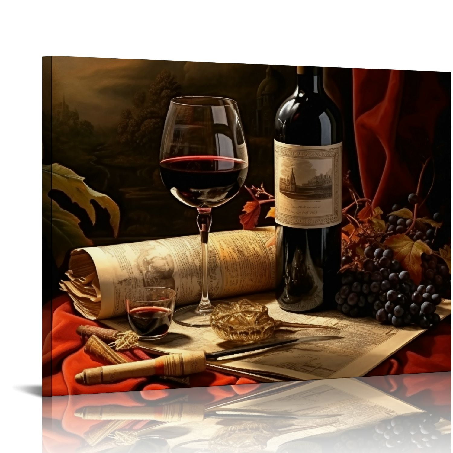 COMIO Red Wine Glasses Canvas Wall Art For Kitchen Dining Room Decor ...