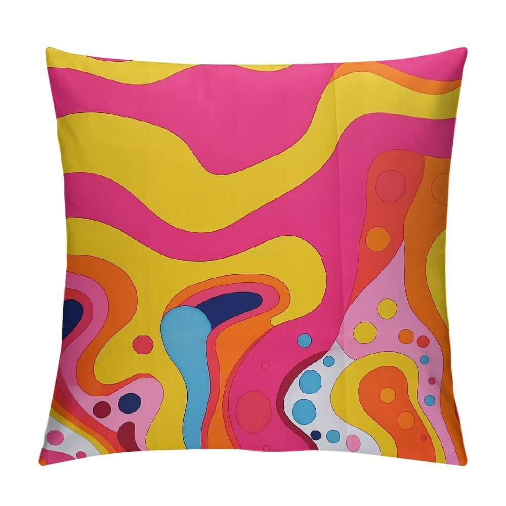 COMIO Retro 70s Pink and Orange Swirls Throw Pillow Covers Cozy ...