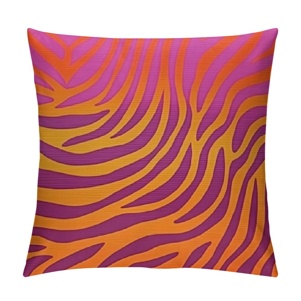 COMIO Retro 70s Pink and Orange Zebra Stripes Throw Pillow Covers Cozy ...