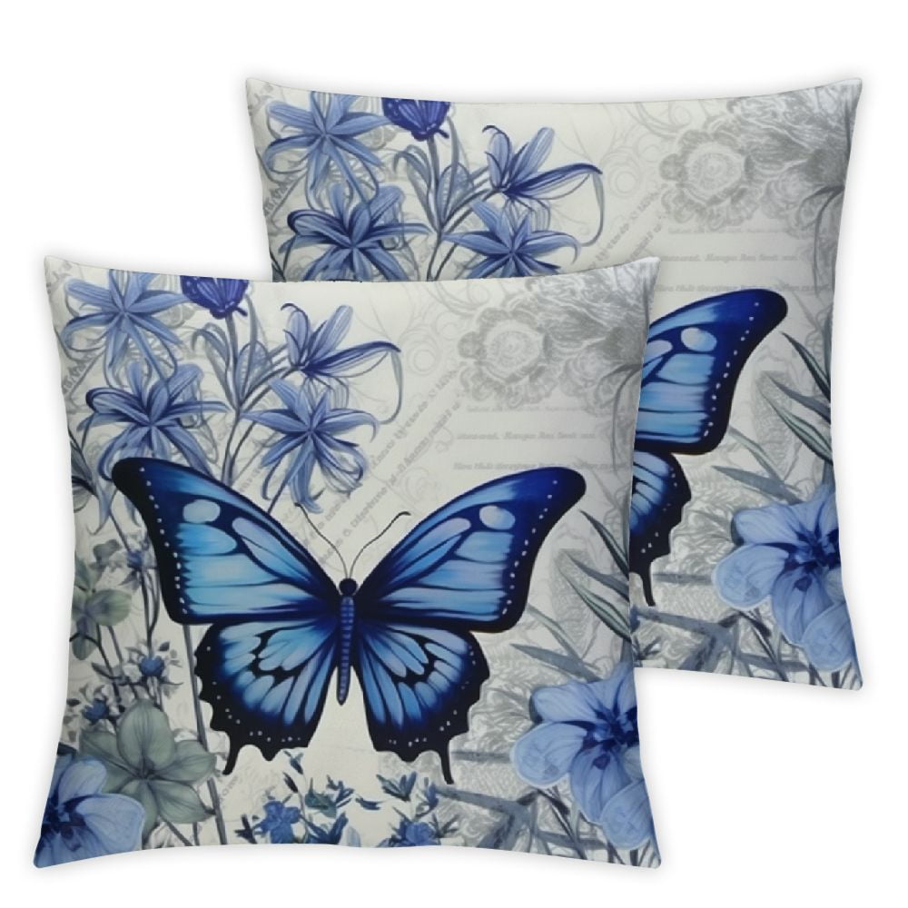 MLJA Retro Butterfly Pattern Decorative Throw Pillow Covers Vintage ...