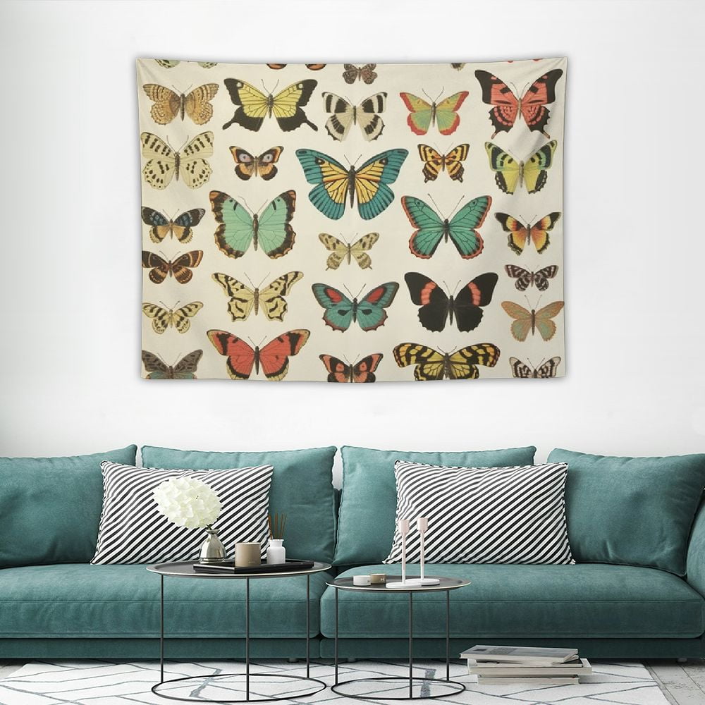 COMIO Retro Butterfly Tapestry Wall Hanging Colorful Butterfly on Beige ...