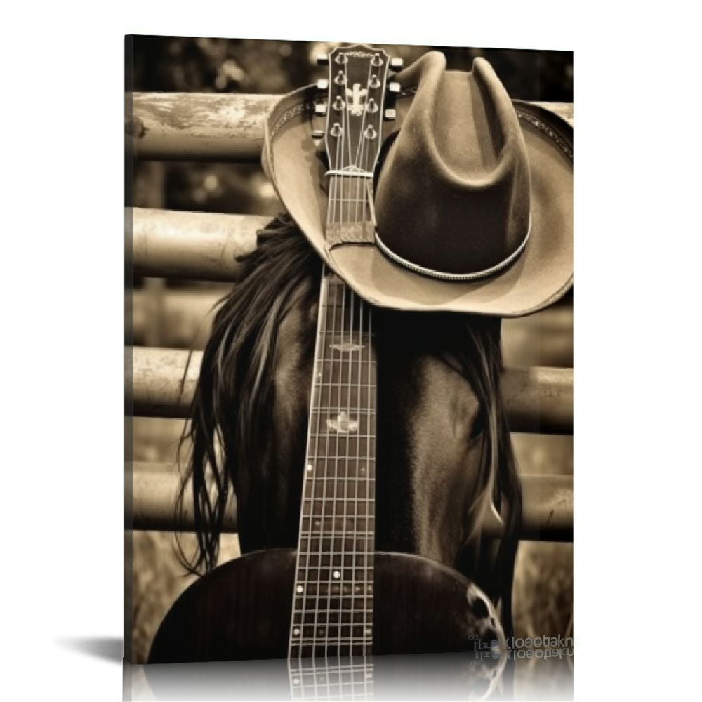 COMIO Retro Canvas Prints American West Rodeo Cowboy Wall Art Painting ...