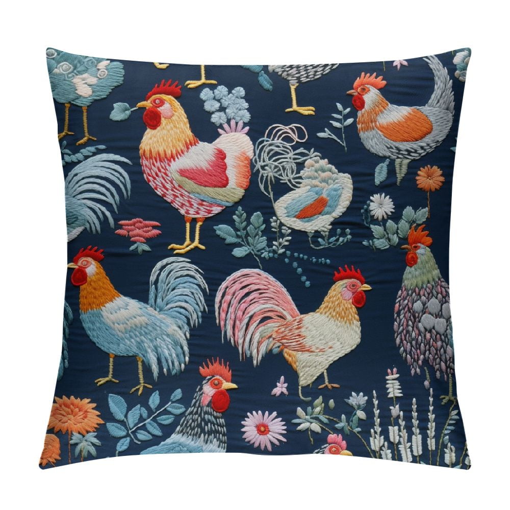 MLJA Retro Chicken Breeds Heart-Shaped Chart Throw Pillow Cover ...