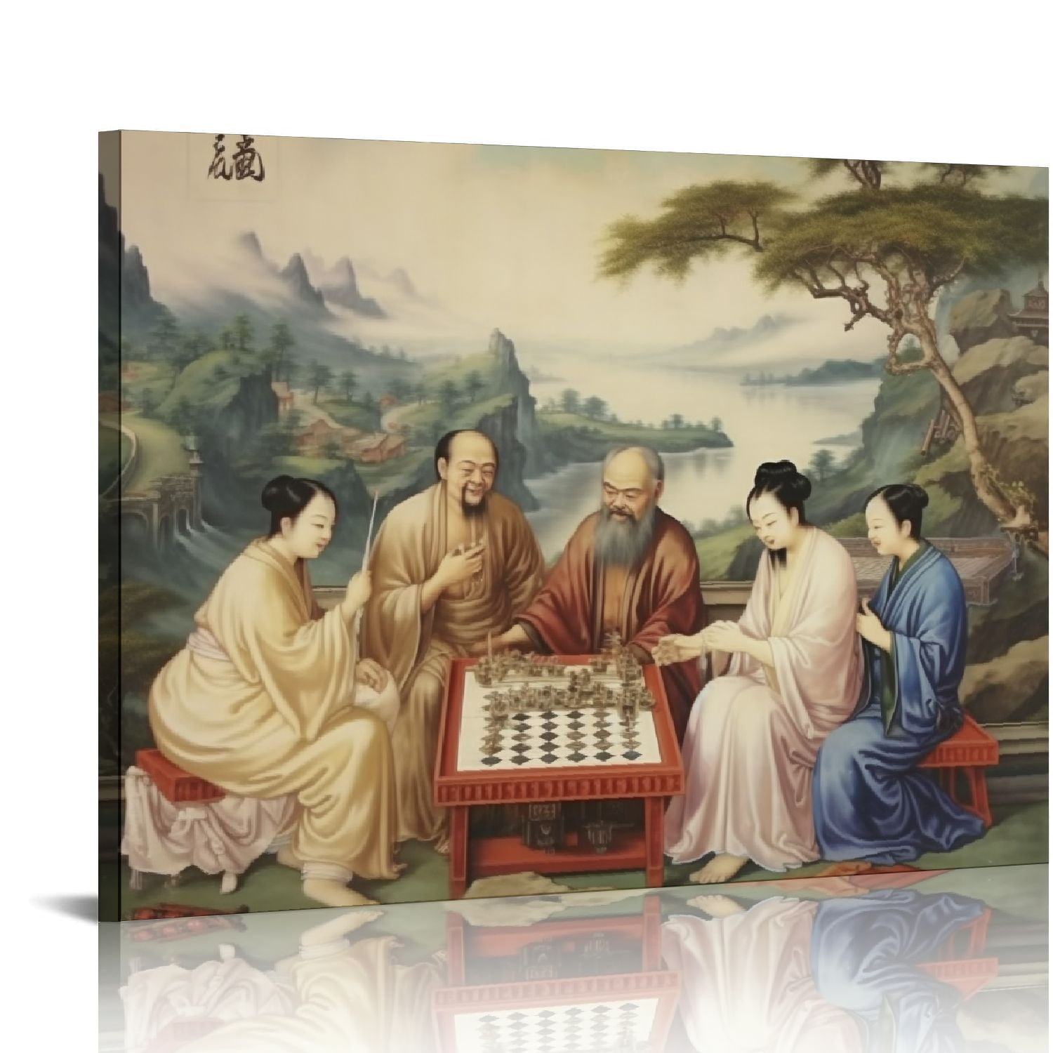 COMIO Retro Eight Immortals Playing Mahjong Poster Poster Painting Wall ...