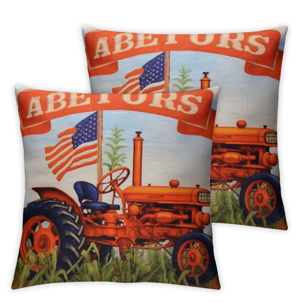 COMIO Retro Farm Tractor Throw Pillow Covers God Bless America ...