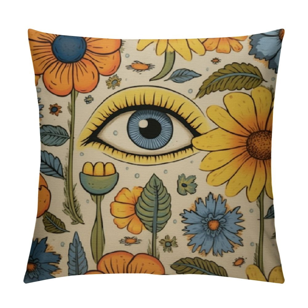 MLJA Retro Floral Mushroom Throw Pillow Covers Decorative Couch Pillow ...