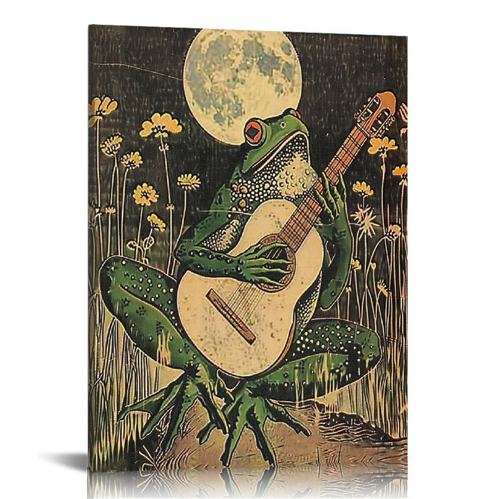 COMIO Retro Frog Canvas Wall Art Funny Boho Aesthetic Room Decor ...
