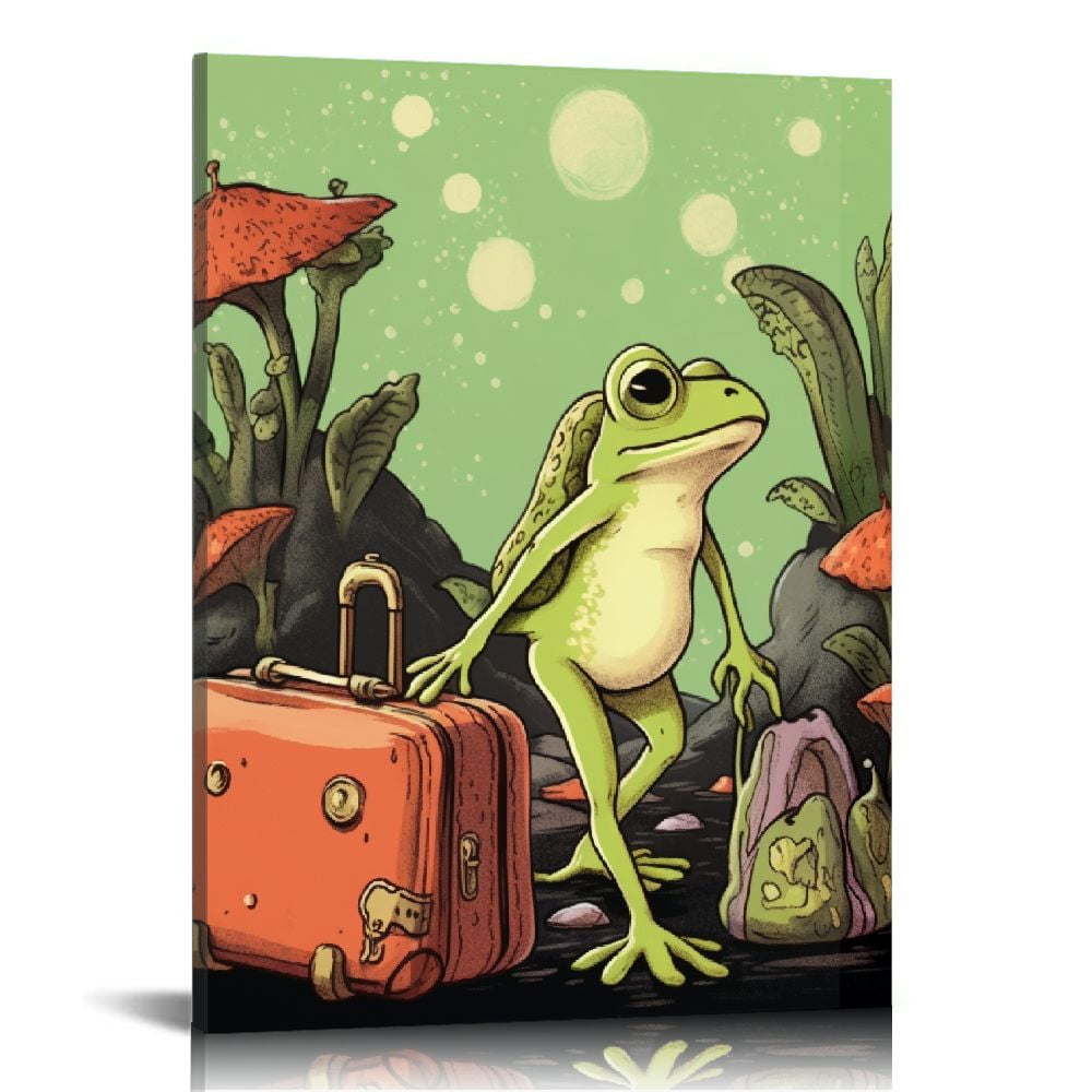 COMIO Retro Frog Travel Poster Vintage Frog Mushroom Canvas Wall Art ...