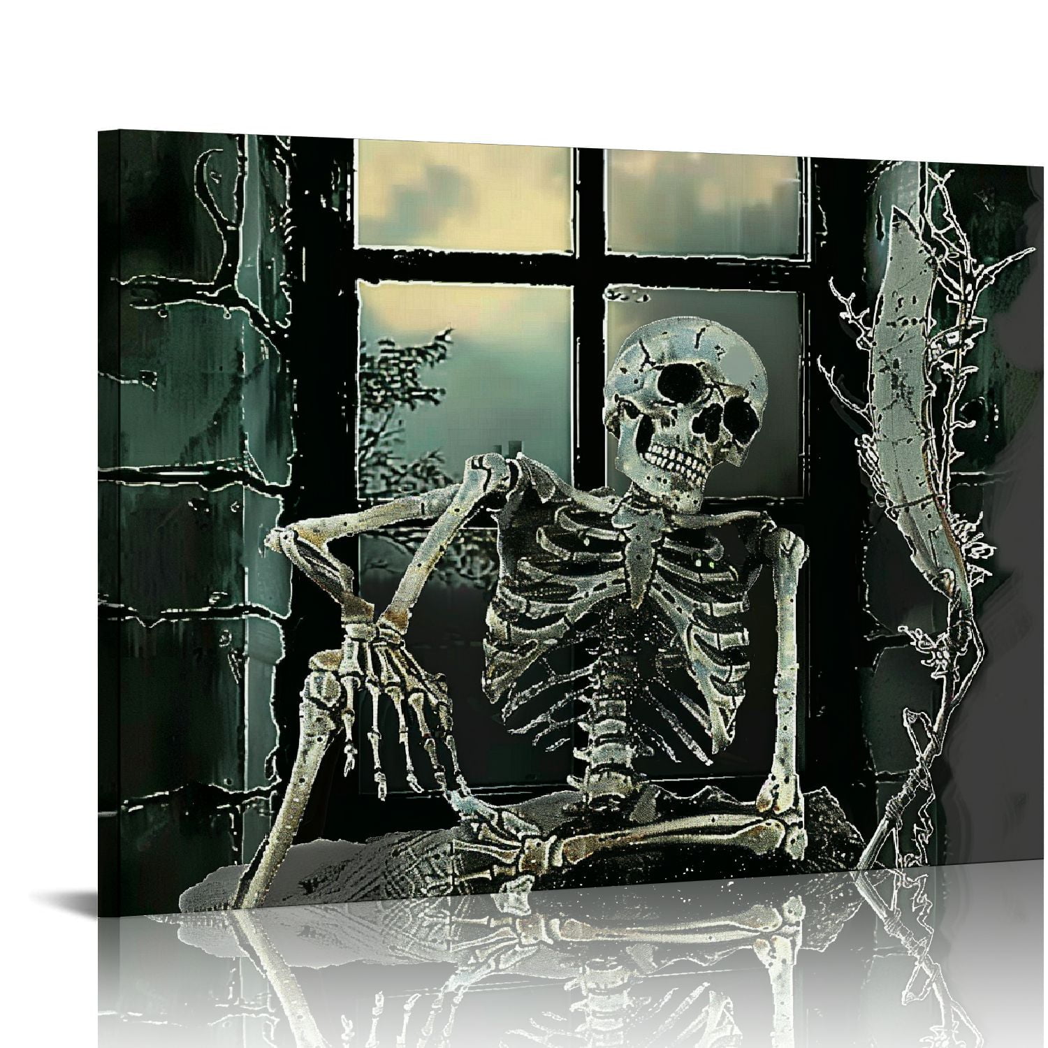 COMIO Retro Gothic Skull Bathroom Decor Wall Art Funny Skeleton Black ...