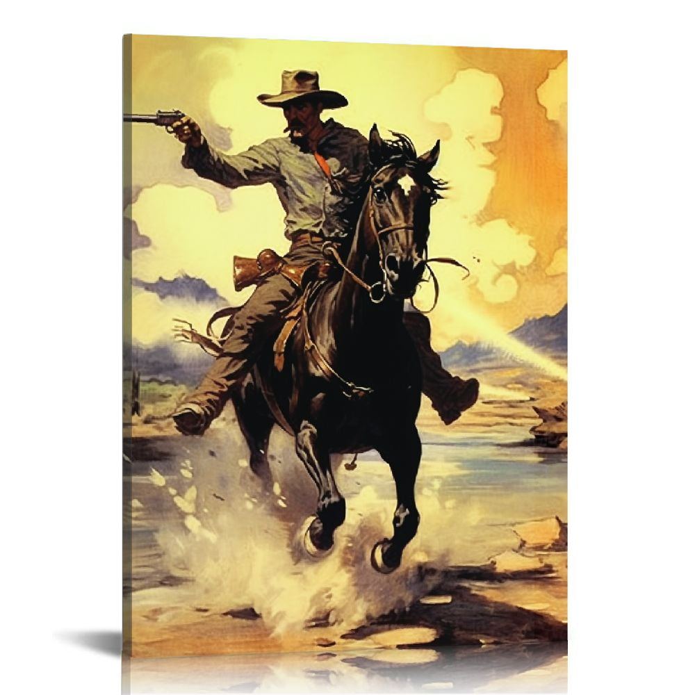 COMIO Retro Home Decor Wall Art Posters Vintage Western Cowboy Garage ...