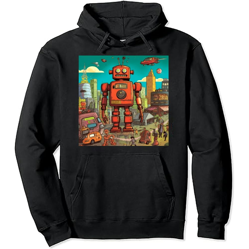 COMIO Retro Japanese Robot Engineer Toy Robot Pullover Hoodie - Walmart.com