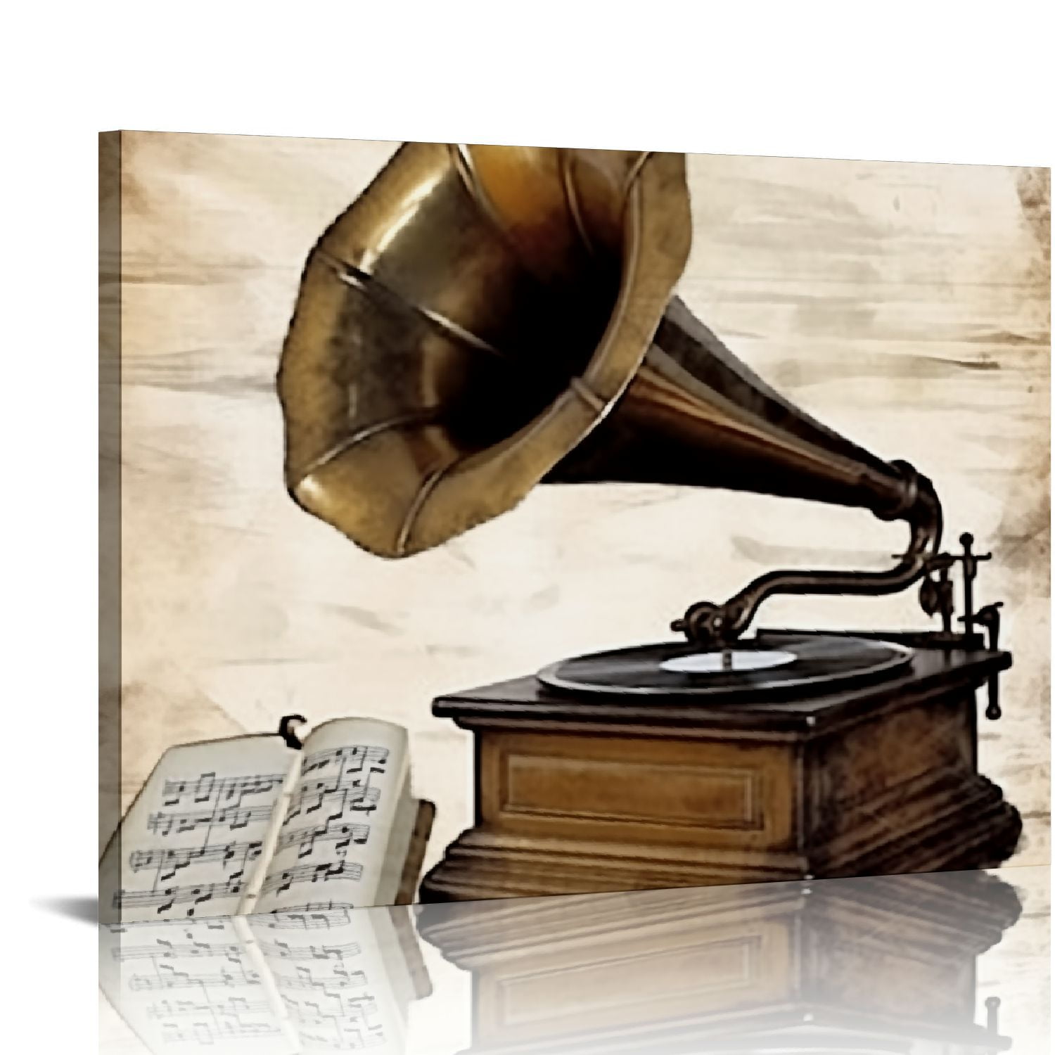 COMIO Retro Music Canvas Wall Art Antique Records Graphophone Painting ...