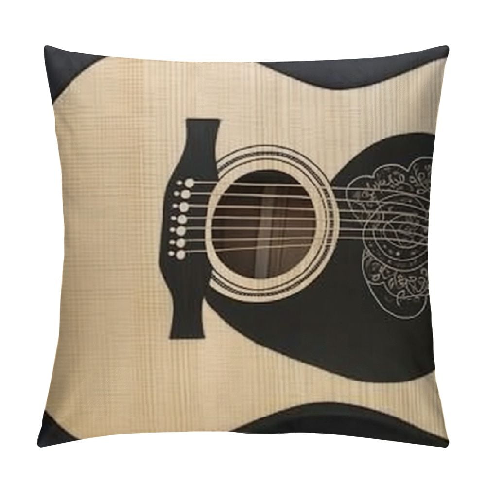 COMIO Retro Music Guitar Throw Pillow Cushion Cover Vintage Bass Music ...