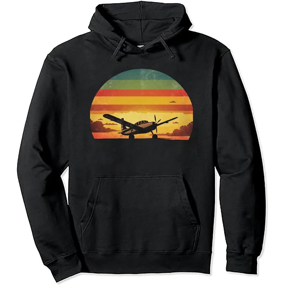 COMIO Retro Pilot Aviator - Vintage Airplane Aviation Pullover Hoodie ...