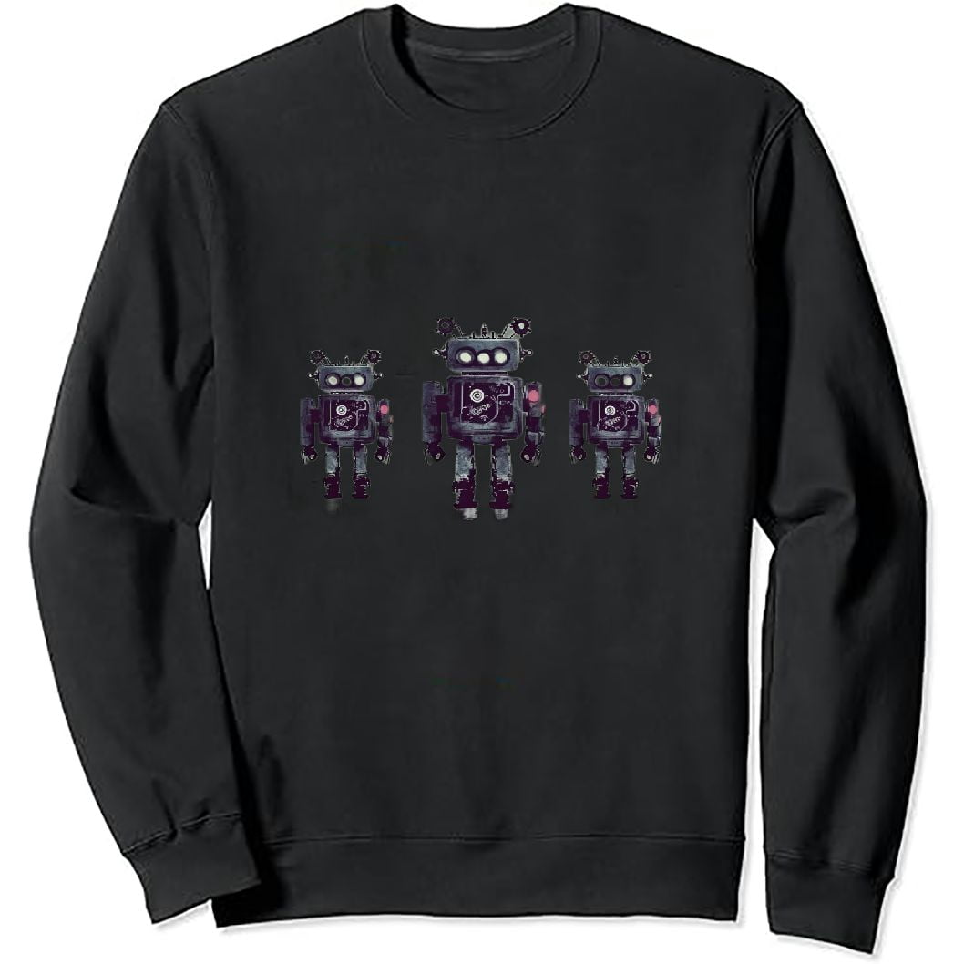 COMIO Retro Robots Distressed Vintage Antique Sci-Fi Sweatshirt ...