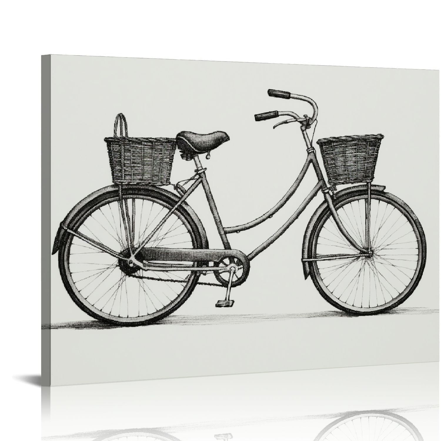 COMIO Retro Tandem Bike with Basket Farmhouse Wall Art Prints Artwork ...