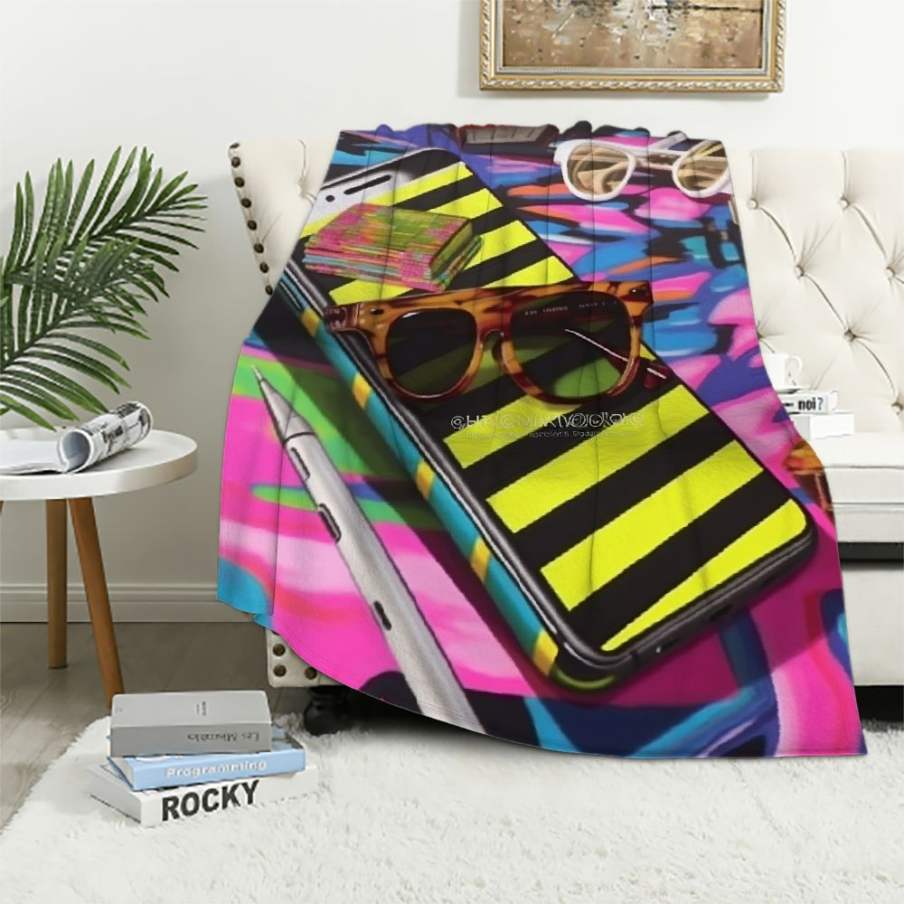 COMIO Retro Vintage 80s or 90s Fashion Style Throw Blanket Soft Cozy ...
