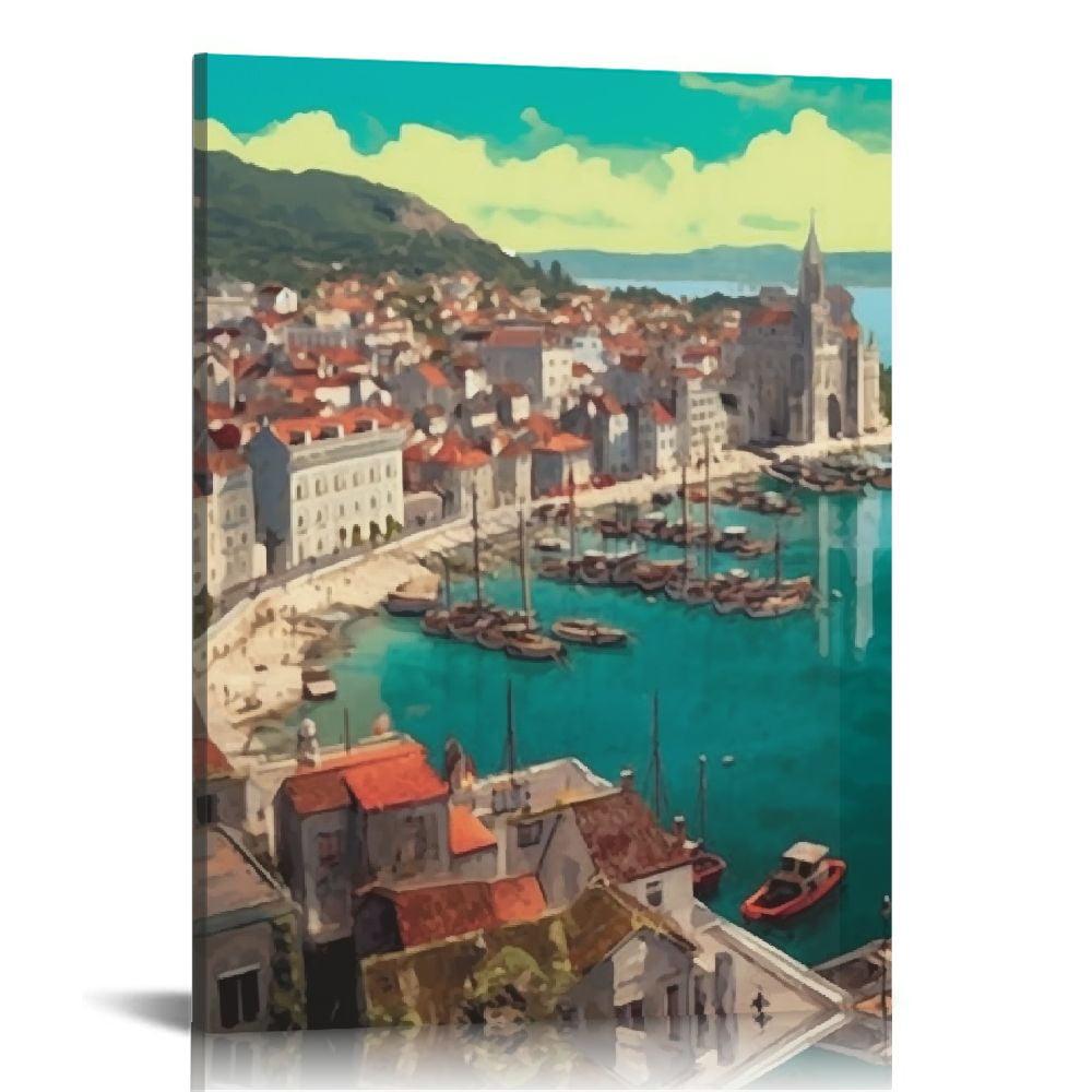 MLJA Retro Vintage Style Travel Or Cans - Split Croatia Wall Art World ...