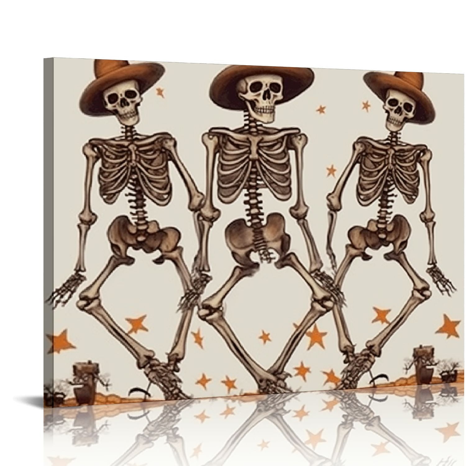 COMIO Retro Western Yeehaw Dancing Cowboy Skeleton Wall Decor Canvas ...