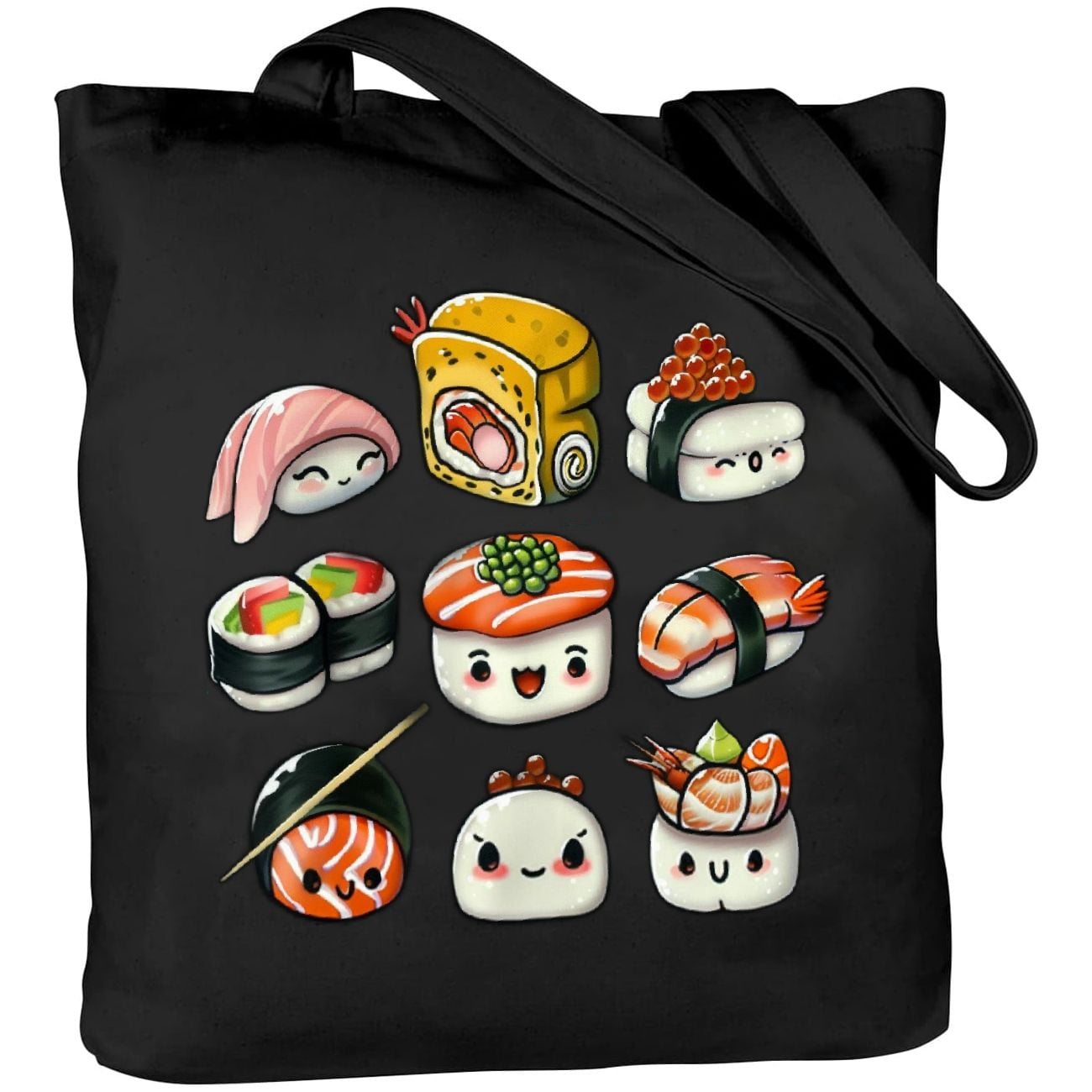 COMIO Reusable Grocery Bags Happy Sushi Anime Kawaii Set Japanese Food ...