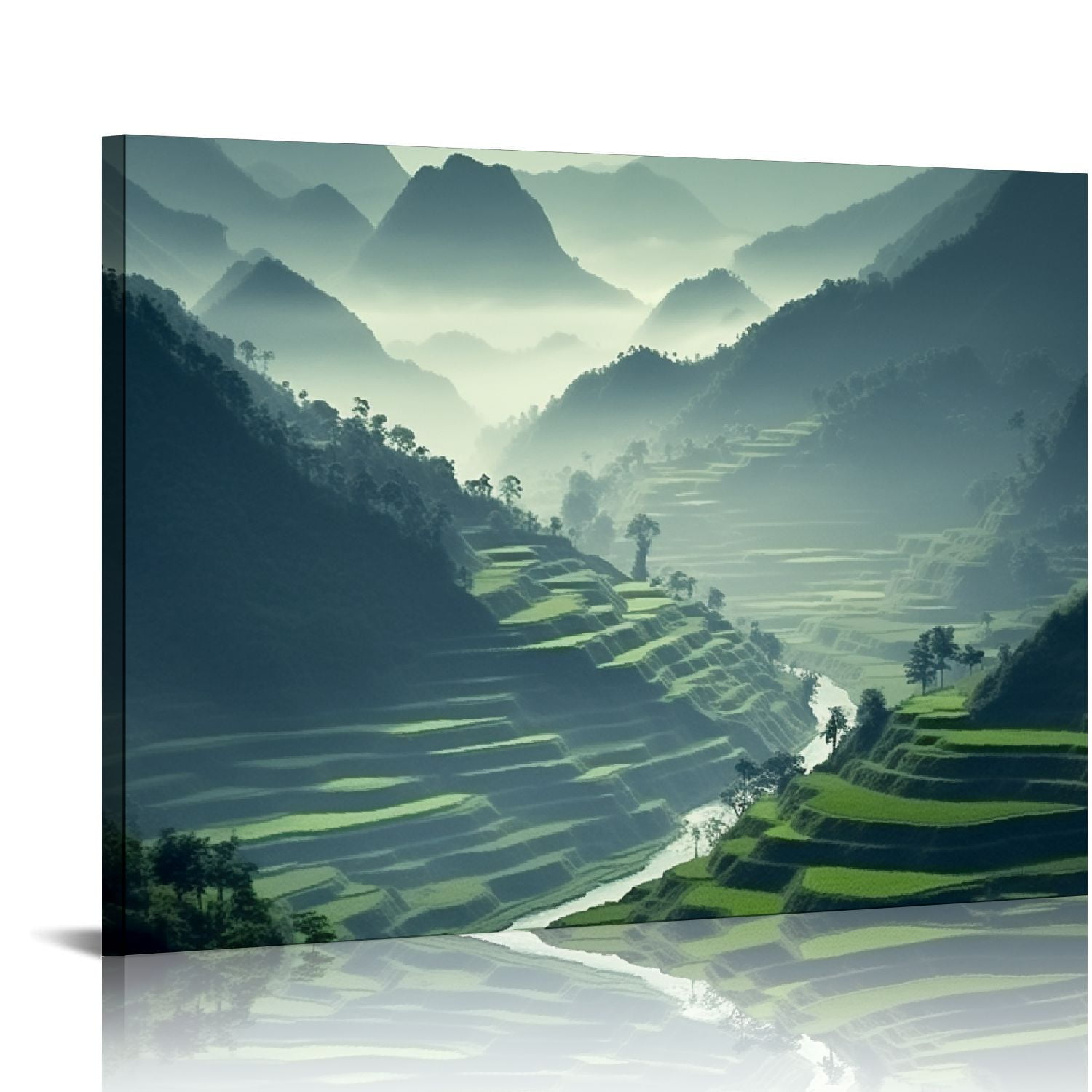 COMIO Rice Terraces Wall Art, Tropical Panorama Canvas Print, Paddy ...