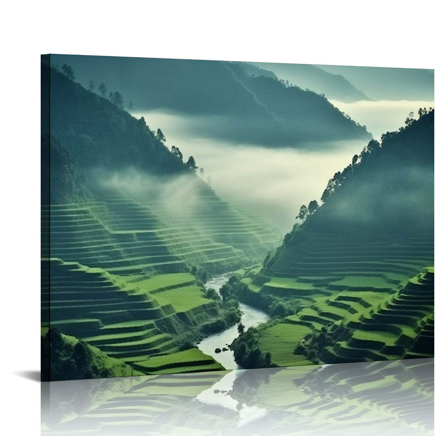 COMIO Rice Terraces Wall Art, Tropical Panorama Canvas Print, Paddy ...