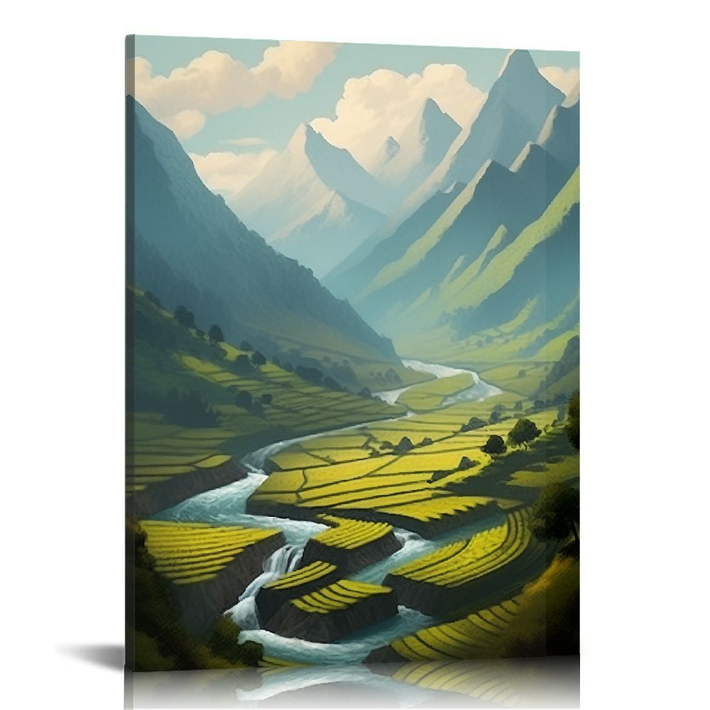 COMIO Rice Terraces Wall Art, Tropical Panorama Canvas Print, Paddy ...