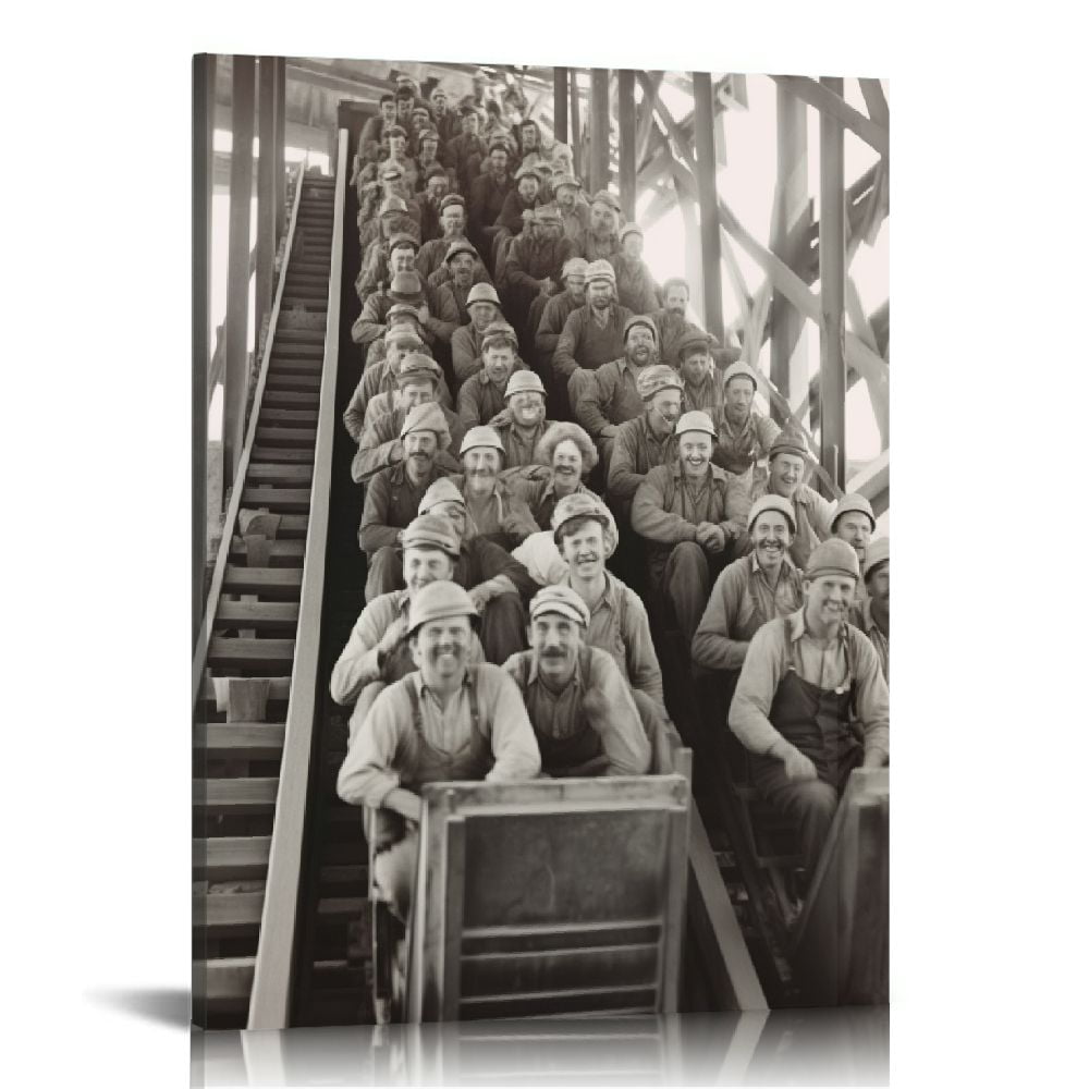 COMIO Room Aesthetic Posters Black And White Art Old Coal Miner Wall ...