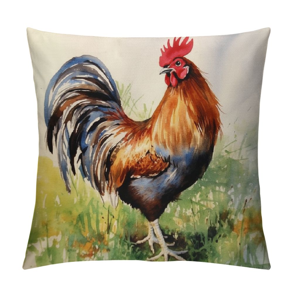 COMIO Rooster Pillow Cover Watercolor Rooster Cushion Cover Rustic ...