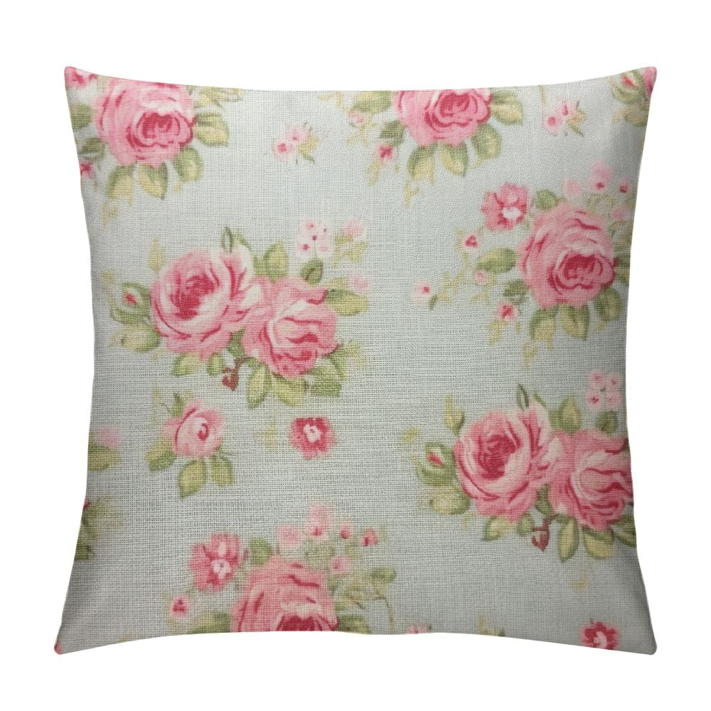 COMIO Rose Throw Pillow Cover Elegance with Shabby Chic Rose Flowers in ...