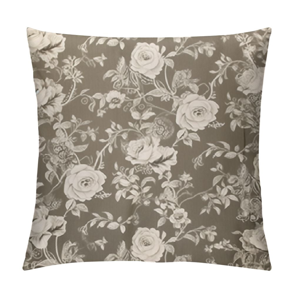 COMIO Rose Throw Pillow Cushion Cover, Silhouette Pattern of Rose ...