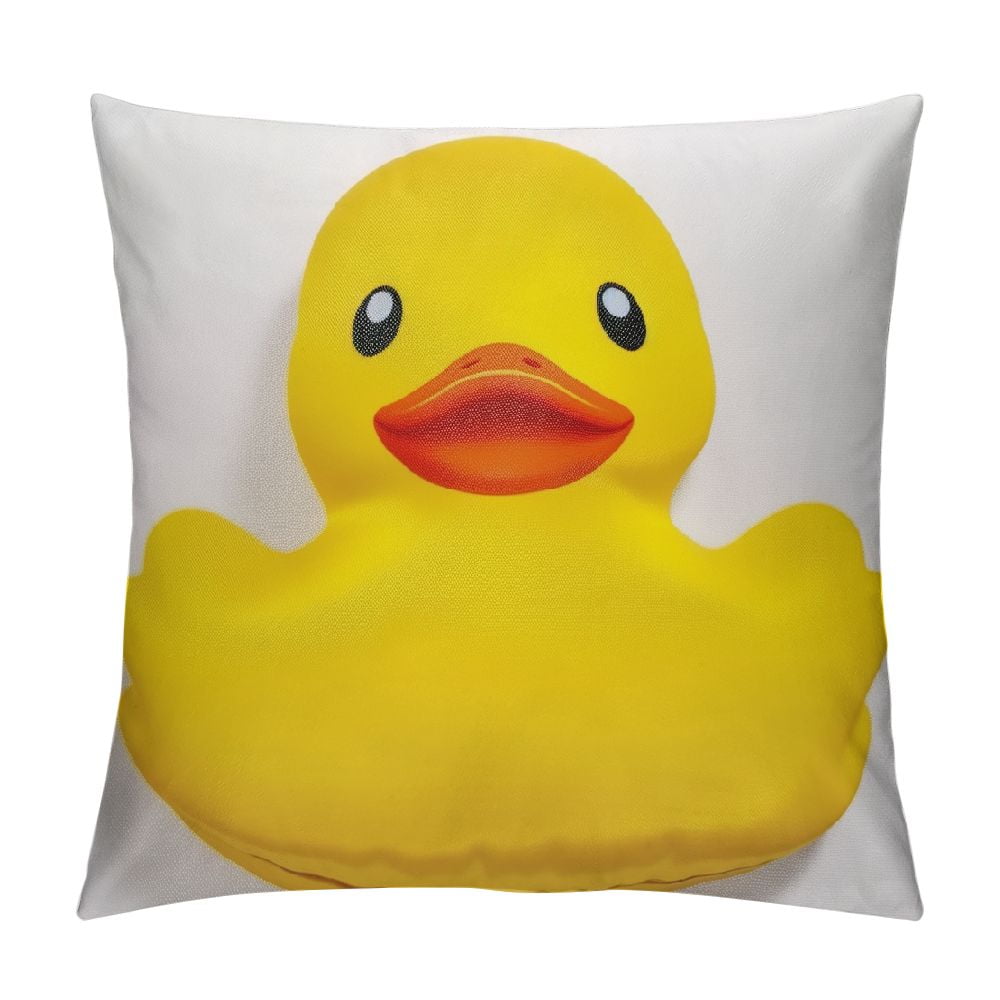COMIO Rubber Duck Throw Pillow Cushion Cover, Yellow Squeak Ducky Toy ...