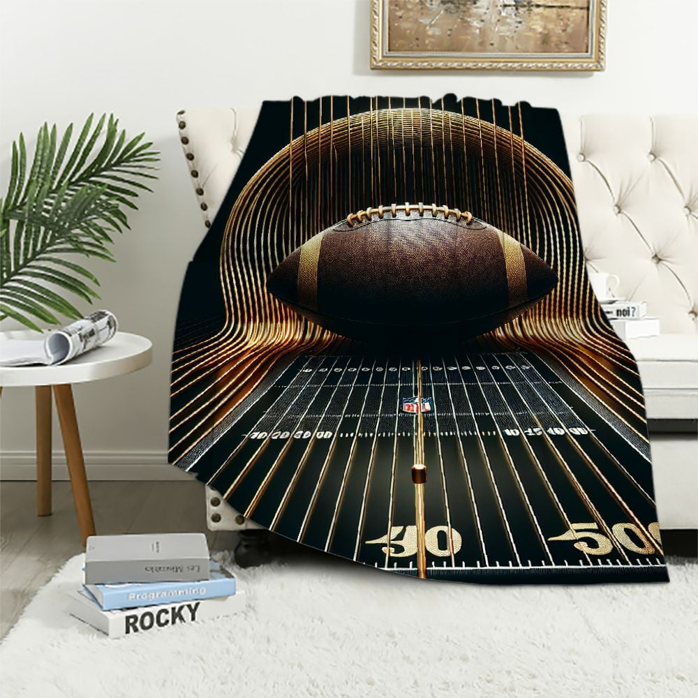 COMIO Rugby Throw Blanket Sports Rugby Sherpa Plush Blankets and Throws ...