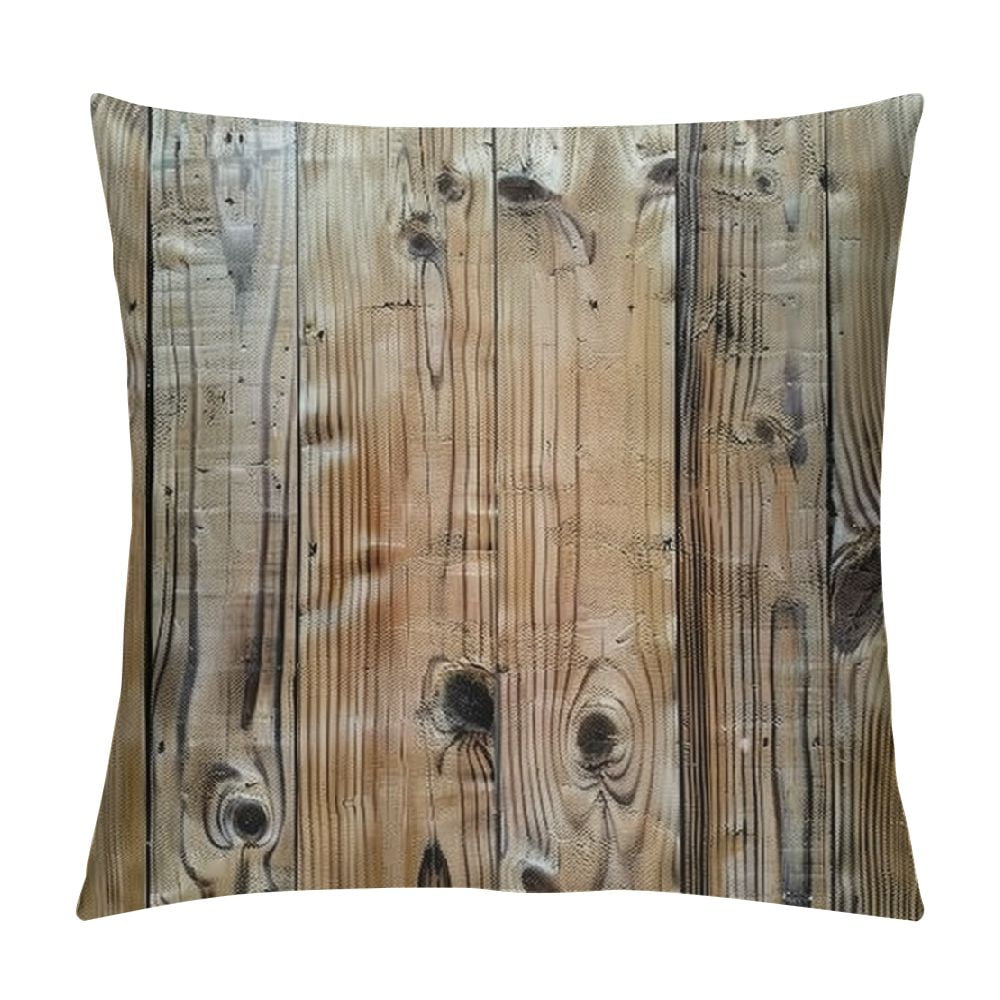 COMIO Rustic Decorative Throw Pillow Case, Monochrome Wood Design Minimalist Rough Rustic Tiled ...