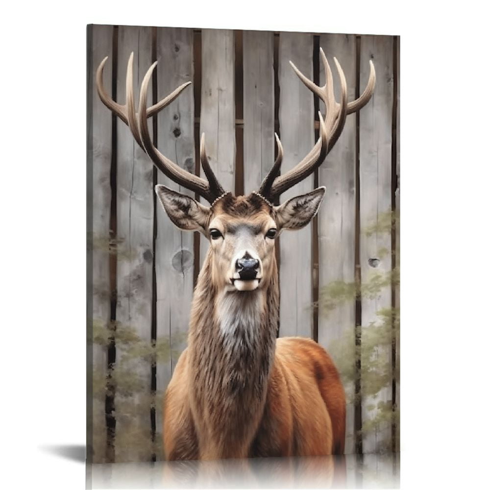COMIO Rustic Elk Wall Decor Canvas Wall Art Animal Theme Artwork for ...