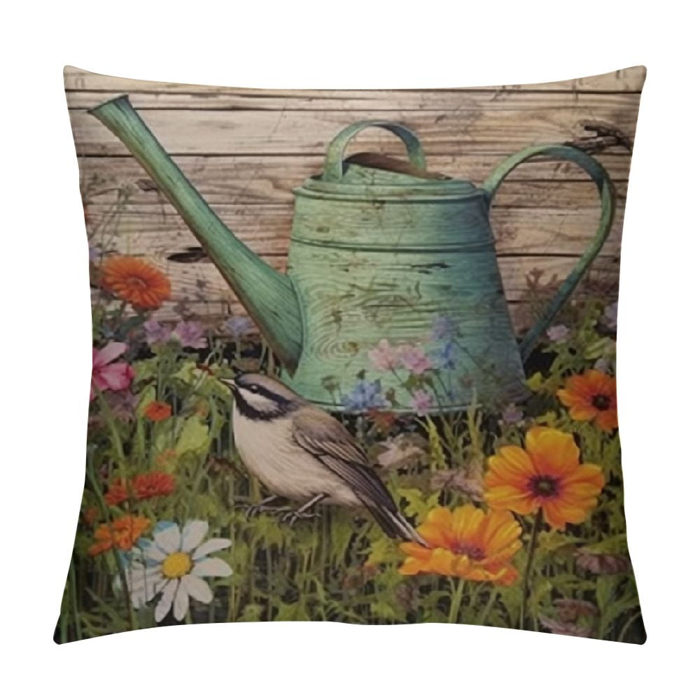 COMIO Rustic Farmhouse Spring Summer Sign Throw Pillow Cover Vintag ...