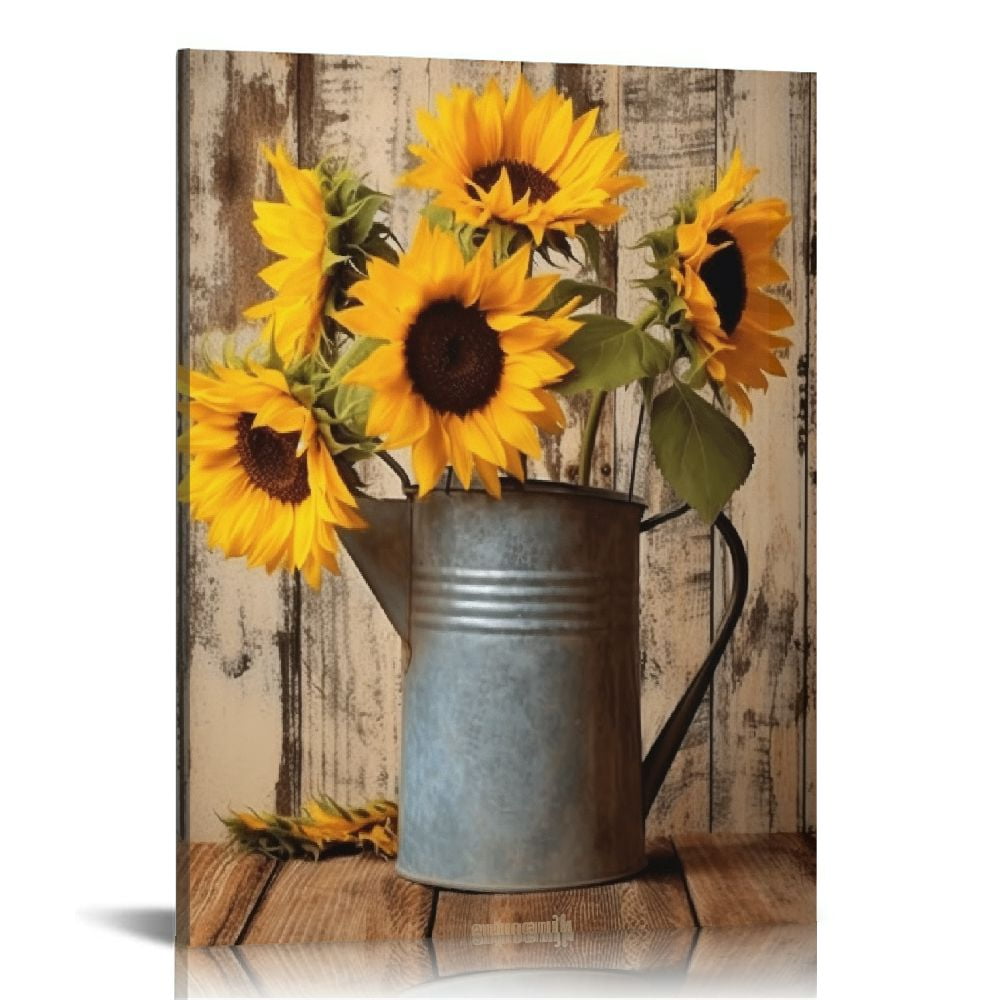 COMIO Rustic Farmhouse Sunflowers Wall Art Country Yellow Flowers ...
