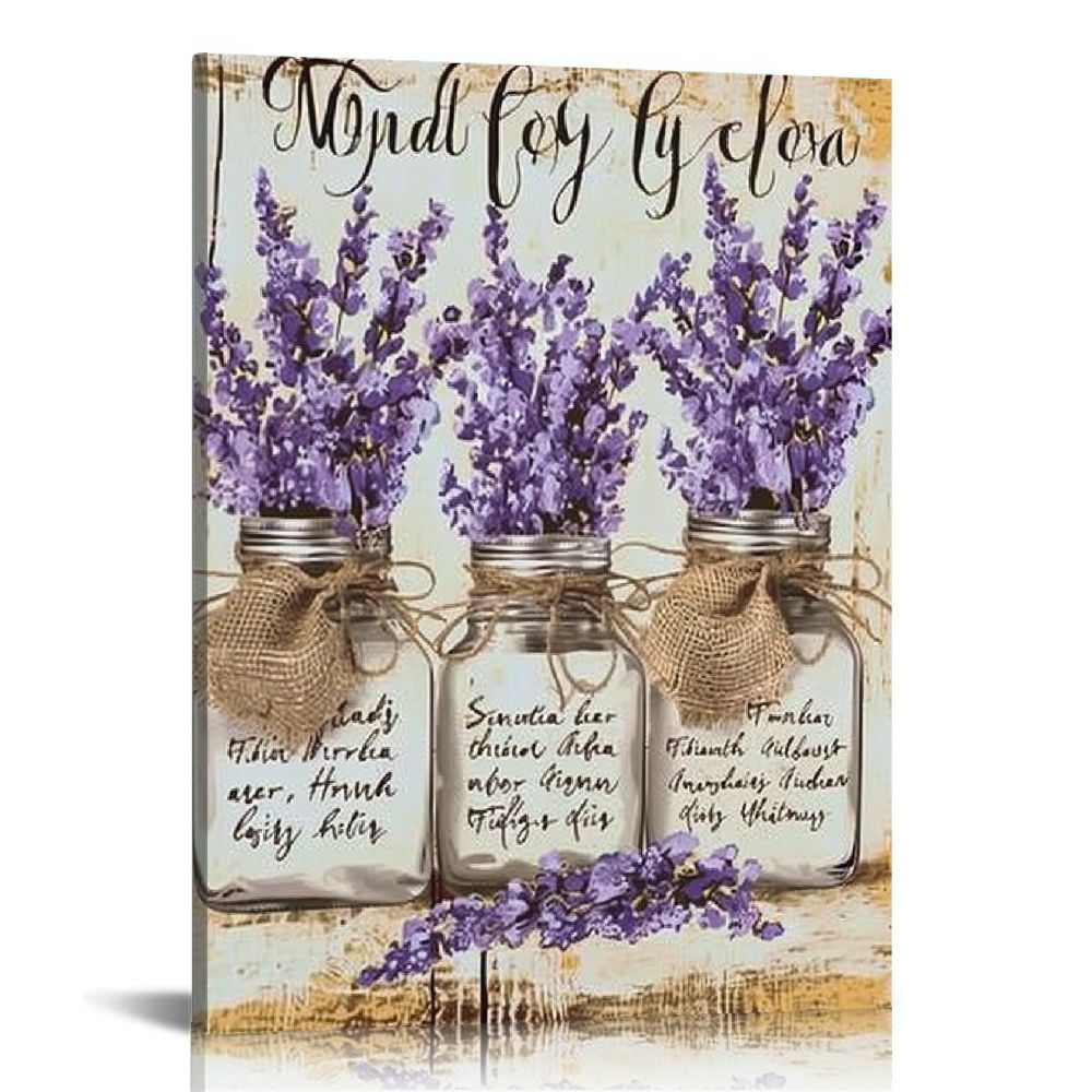COMIO Rustic Lavender Wall Art Christian Quotes Wall Decor Flower ...