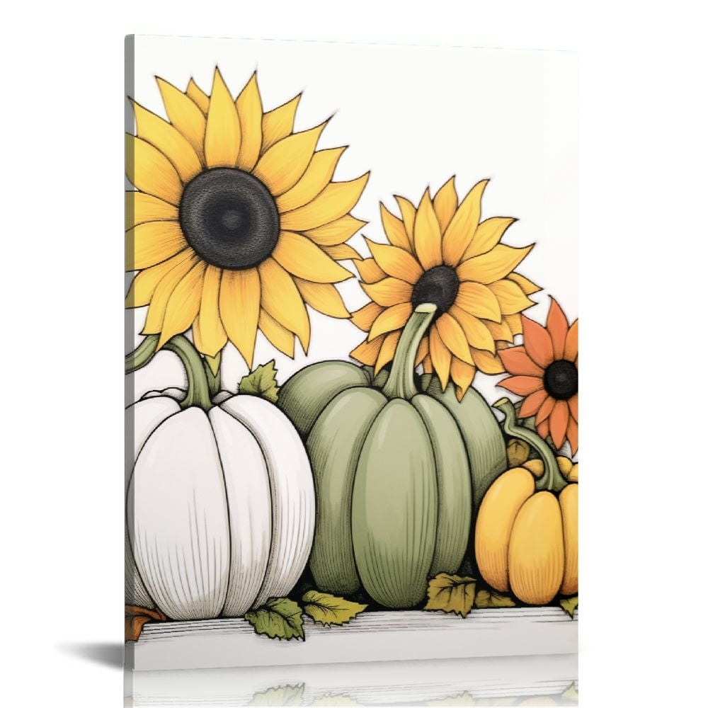 COMIO Rustic Watercolor Sunflower Pumpkin Fall Harvest Maple Leaf ...
