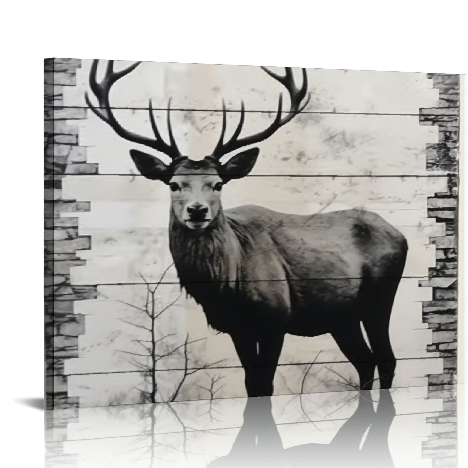 COMIO Rustic Wildlife Wall Art Black Bear Deer Wall rustic wildlife ...