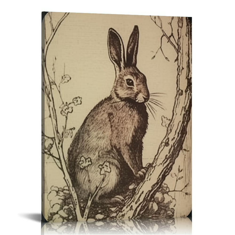 COMIO Rustic Wooden Vintage Wall Rabbit Decor | Farmhouse Bunny Art ...