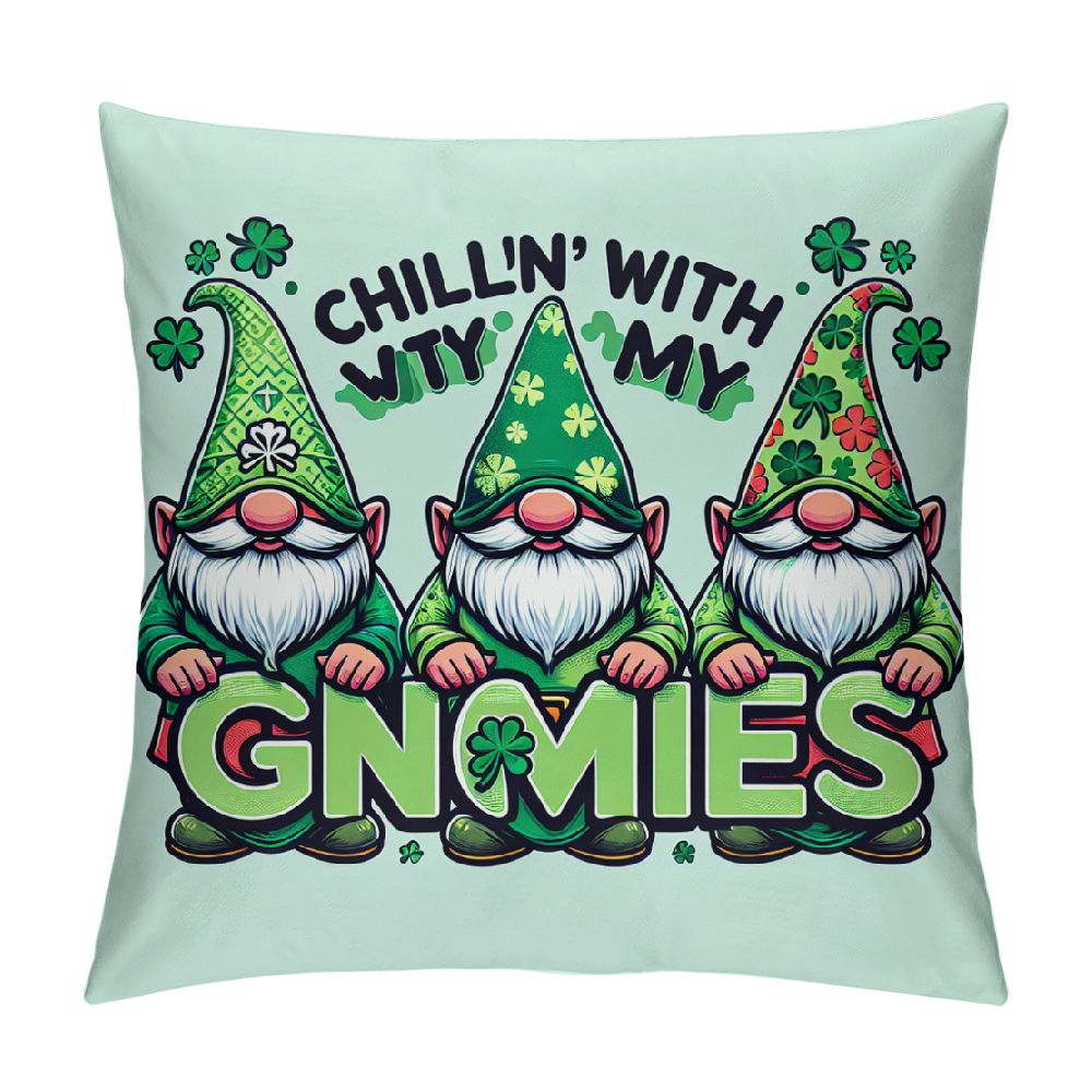 YANMS ST Patricks Day Love Gnomes Truck Clover Throw Pillow Covers, of ...