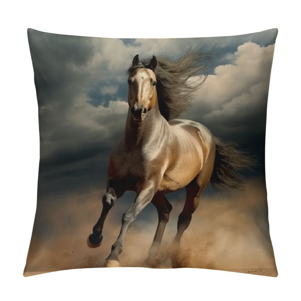 COMIO Safari Horses Throw Pillow Cover American Western Animals Horse ...