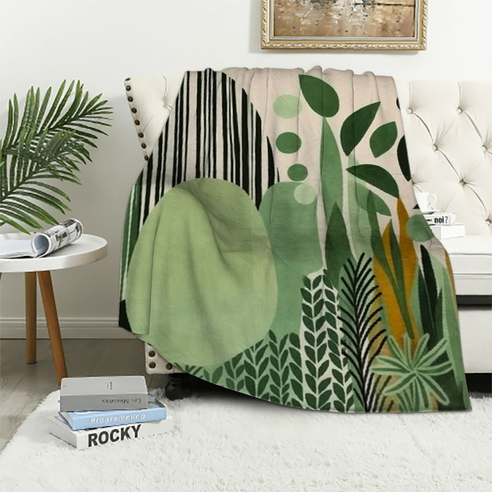 Sage Green Abstract Mid Century Throw Blanket for Couch,Bed,Sofa ...