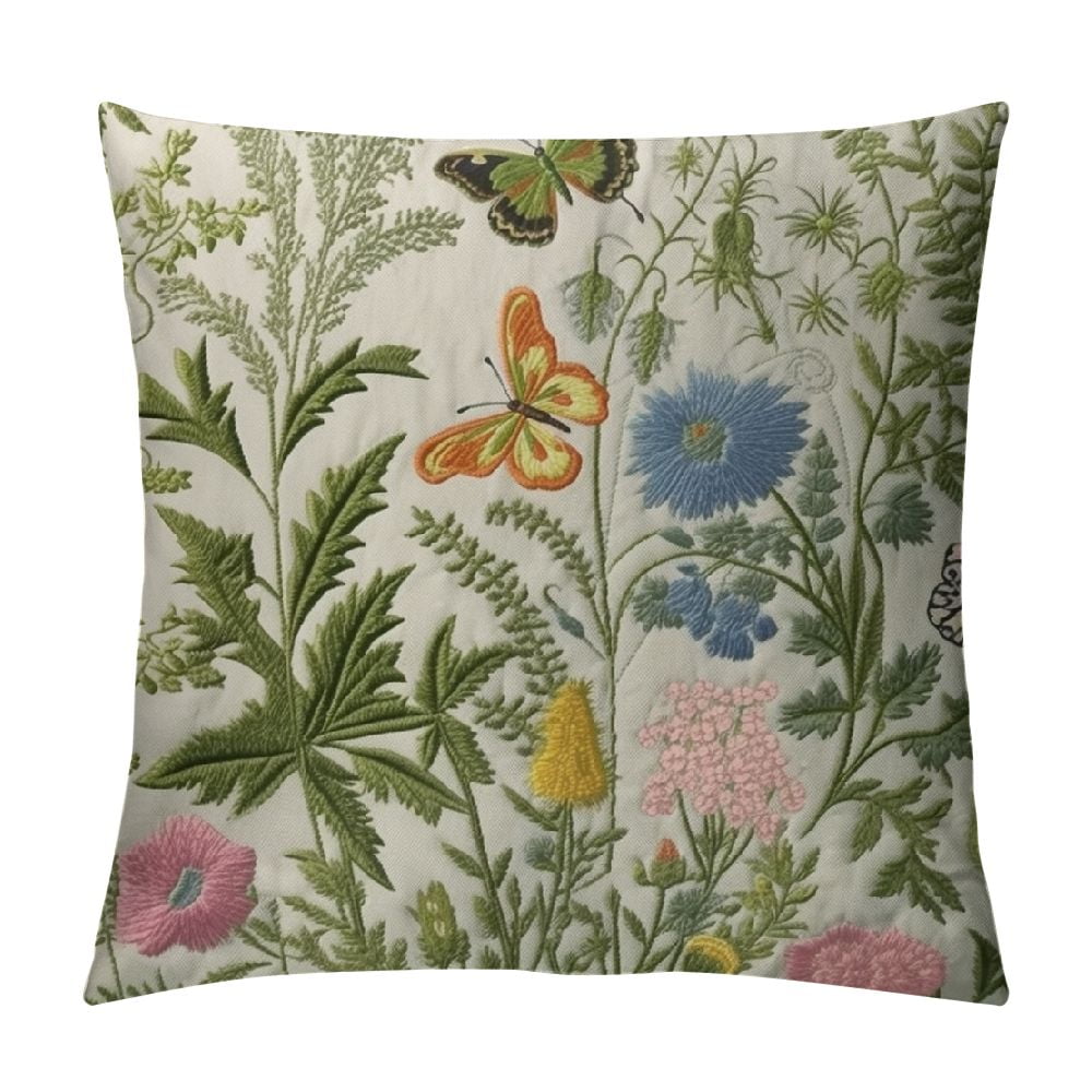 Comio Sage Green Floral Pillow Covers Spring Wild Flower Decorative