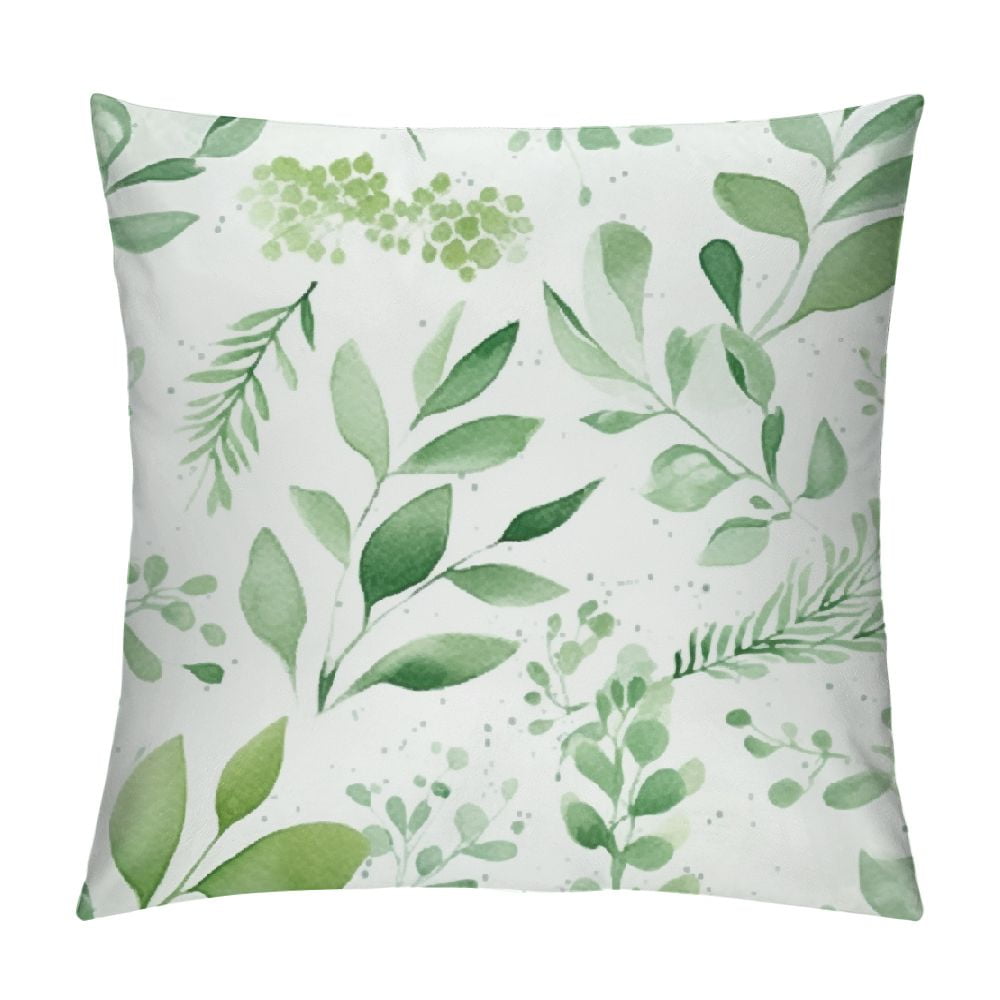 COMIO Sage Green Pillow Covers Spring Watercolor Eucalyptus Floral ...